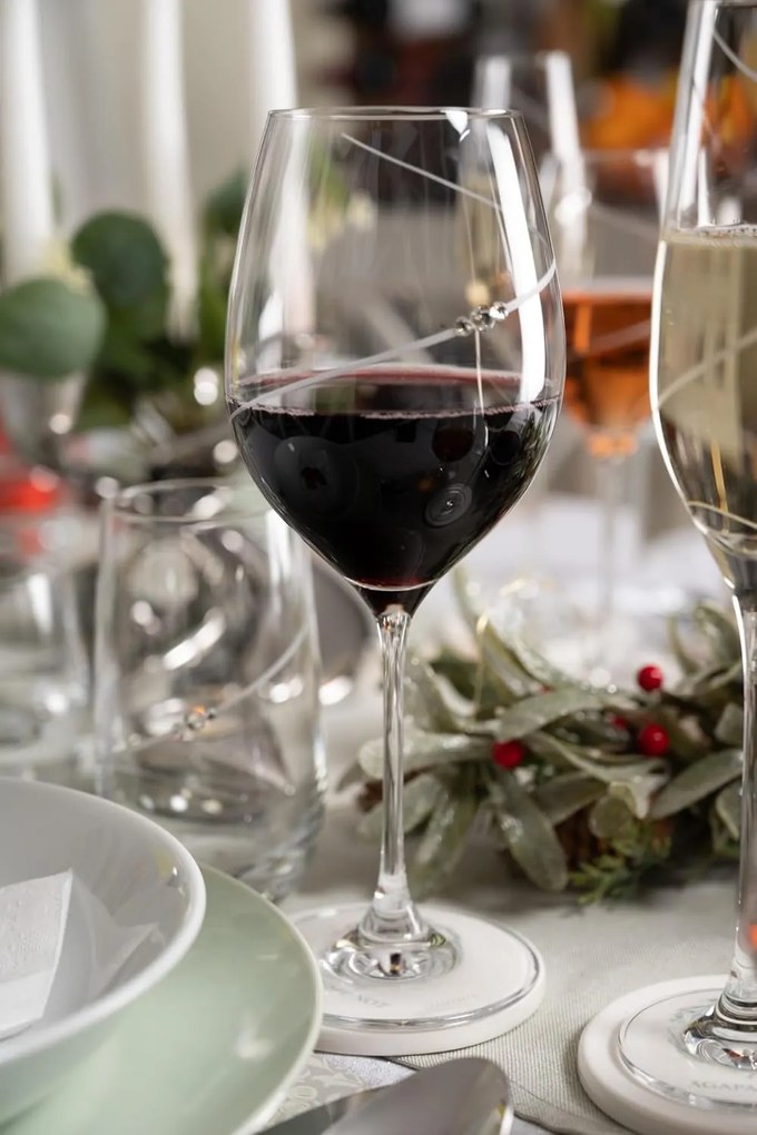 Dekorant Sklenice na červené víno k výročí svatby s kamínky Swarovski 470 ml 2KS VARIANTA 1