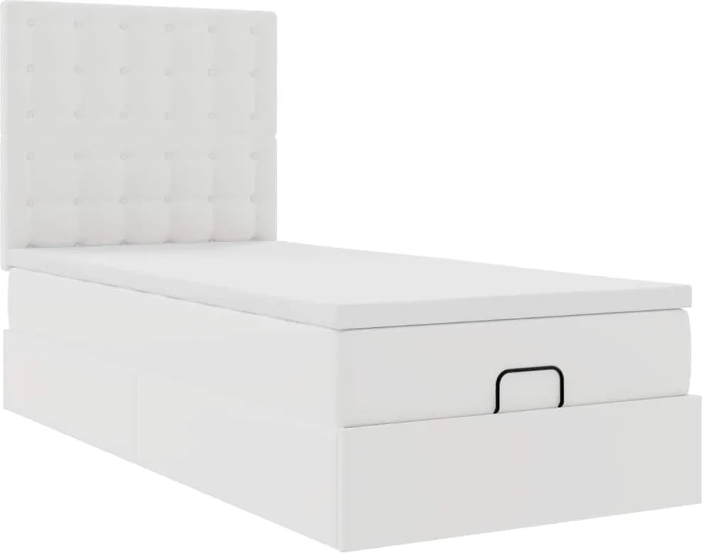 Osmanský rám postele s matrací bílý 90x190 cm umělá kůže 3313826