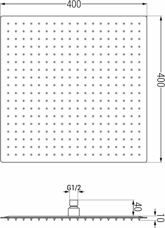 Mexen Sprchová hlavice Slim nerezová 40 x 40 cm, černá, 79140-70