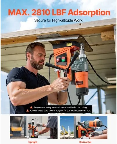 Magnetická vrtačka 1450 W 12500N Přenosná vrtačka Mag 850RPM