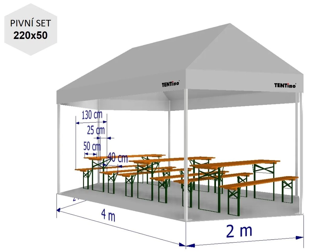 NŮŽKOVÝ PARTY STAN 2x2x4 m TENTino BIG HEXAGON Barva: 4A - ŽLUTÁ