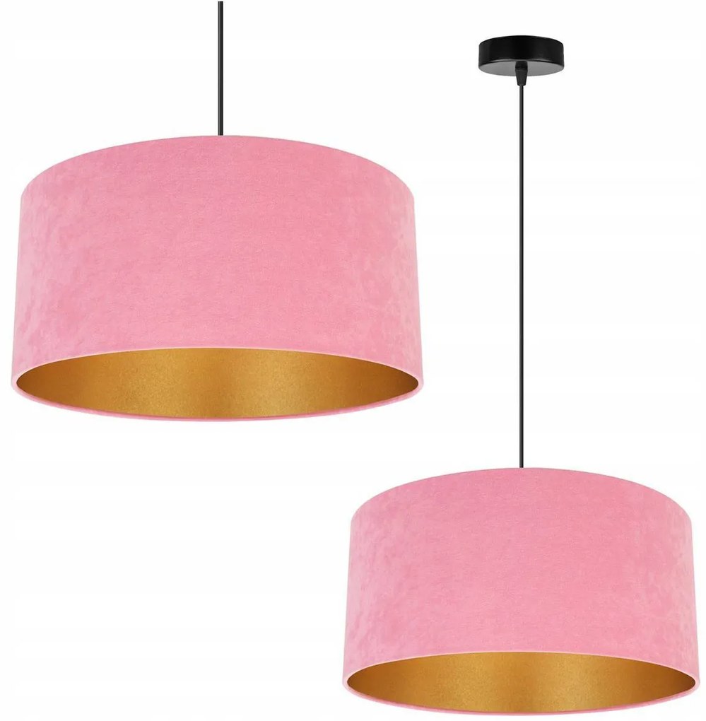 Závěsné svítidlo Mediolan, 1x růžové/zlaté textilní stínítko, (výběr ze 2 barev konstrukce), (fi 40cm)