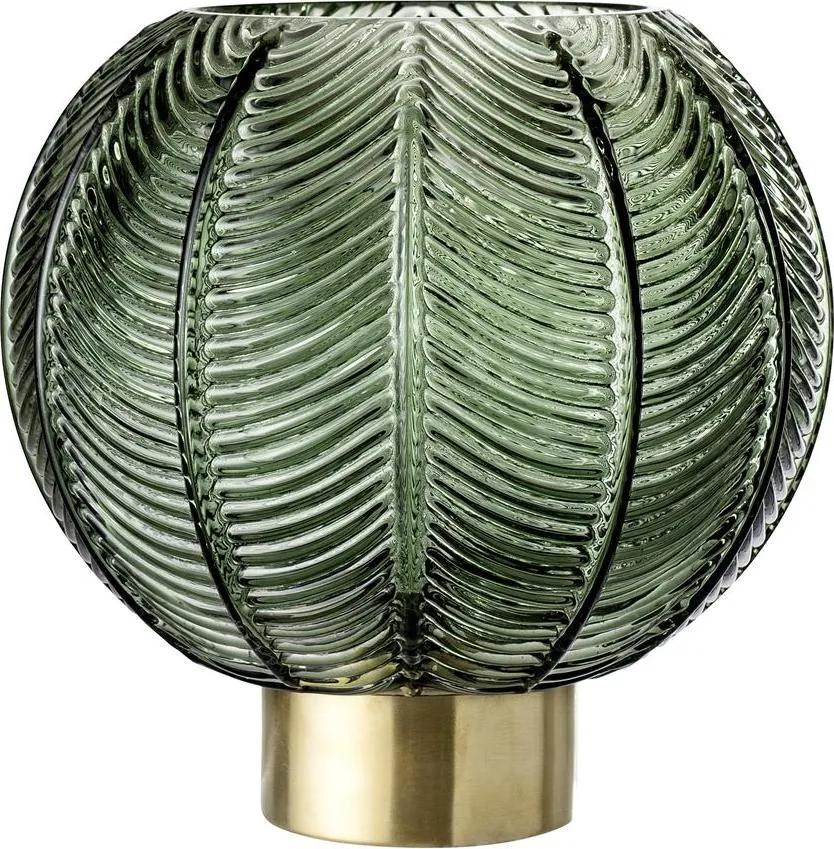 Váza Bloomingville koule se zlatým podstavcem 20 cm zelená