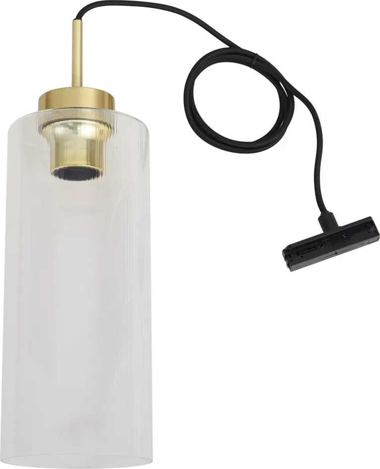 Art Deco závěsná lampa zlatá s čirým sklem pro 1-fázový kolejnicový systém - Iconic Laura