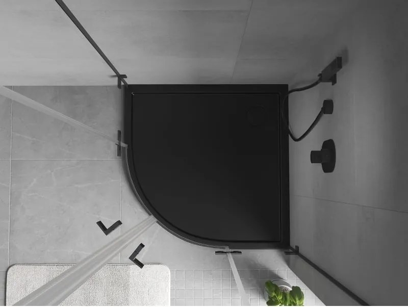 Mexen Flow půlkruhový sprchový kout slim 90 x 90 cm, černý mat - 46Q709090