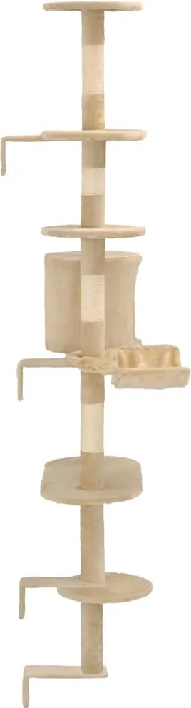 Nástěnné škrabadlo pro kočky se sisalovými sloupky 194cm béžové 170588
