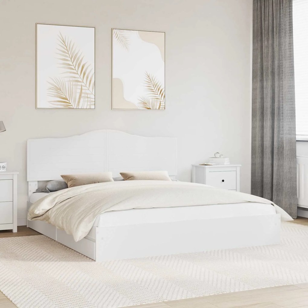 Postel s úložným prostorem Bílá 180 x 200 cm Kompozitní dřevo 3413478