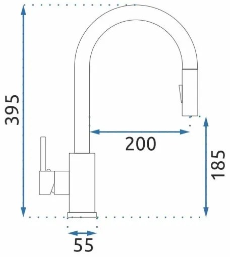 REA-B9146 - Dřezová baterie s vytahovací sprškou FRESH 39,5 cm nikl