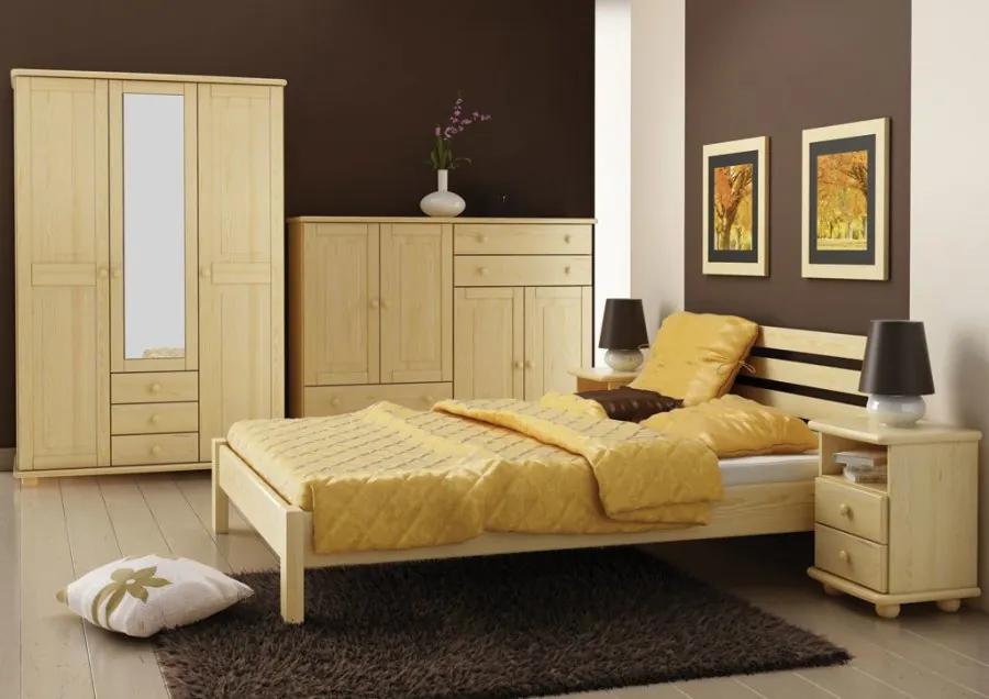 Casarredo - Komfort nábytek Masivní postel KL-146, 90x200, borovice, výběr moření | barva: bez moření borovice