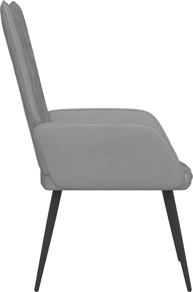Relaxační křeslo světle šedé samet 327677