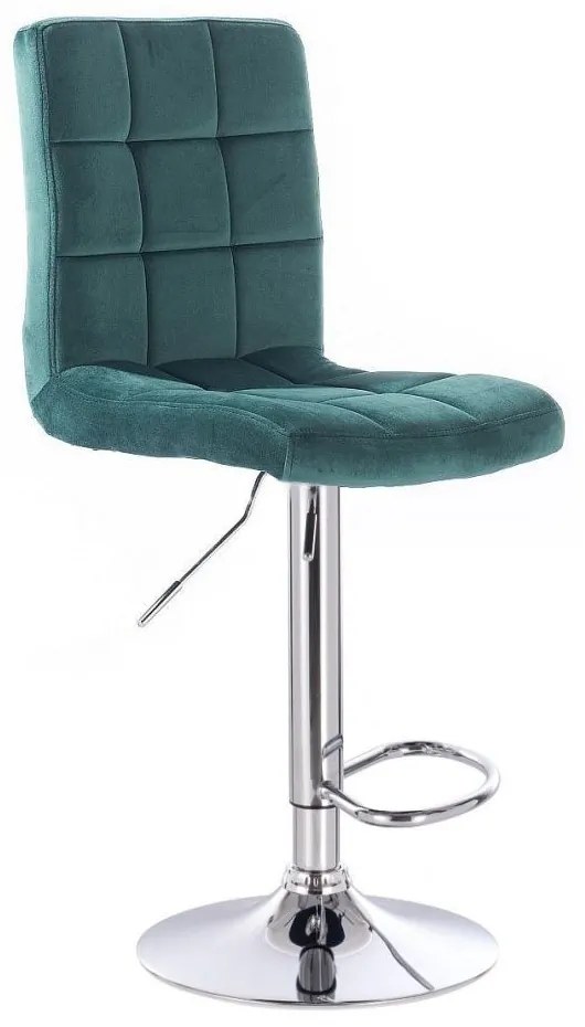 LuxuryForm DESIGN Barová židle TOLEDO VELUR na stříbrné kulaté podstavě - zelená