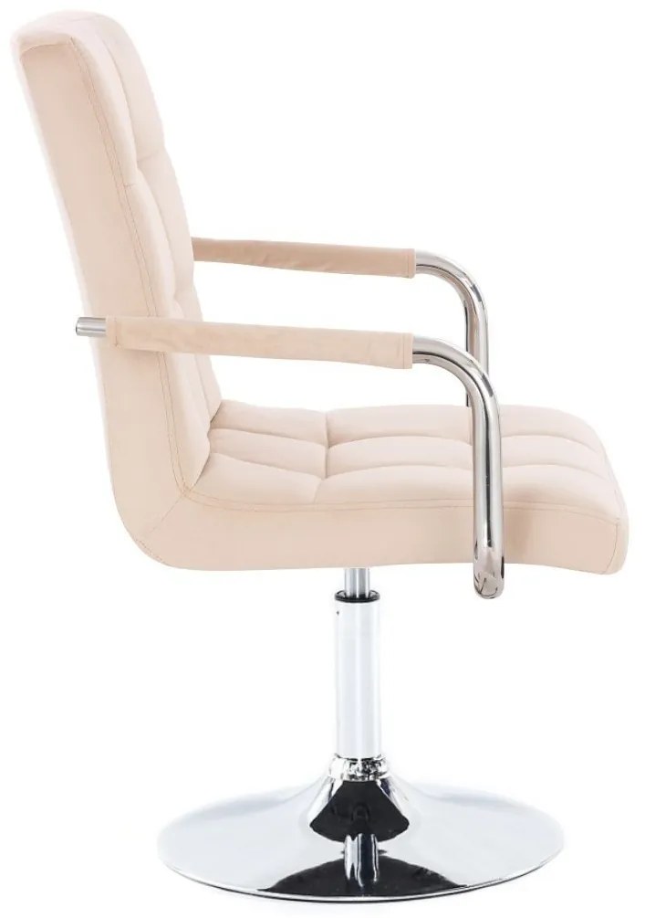 LuxuryForm DESIGN Otočná židle VERONA VELUR na stříbrném talíři - krémová