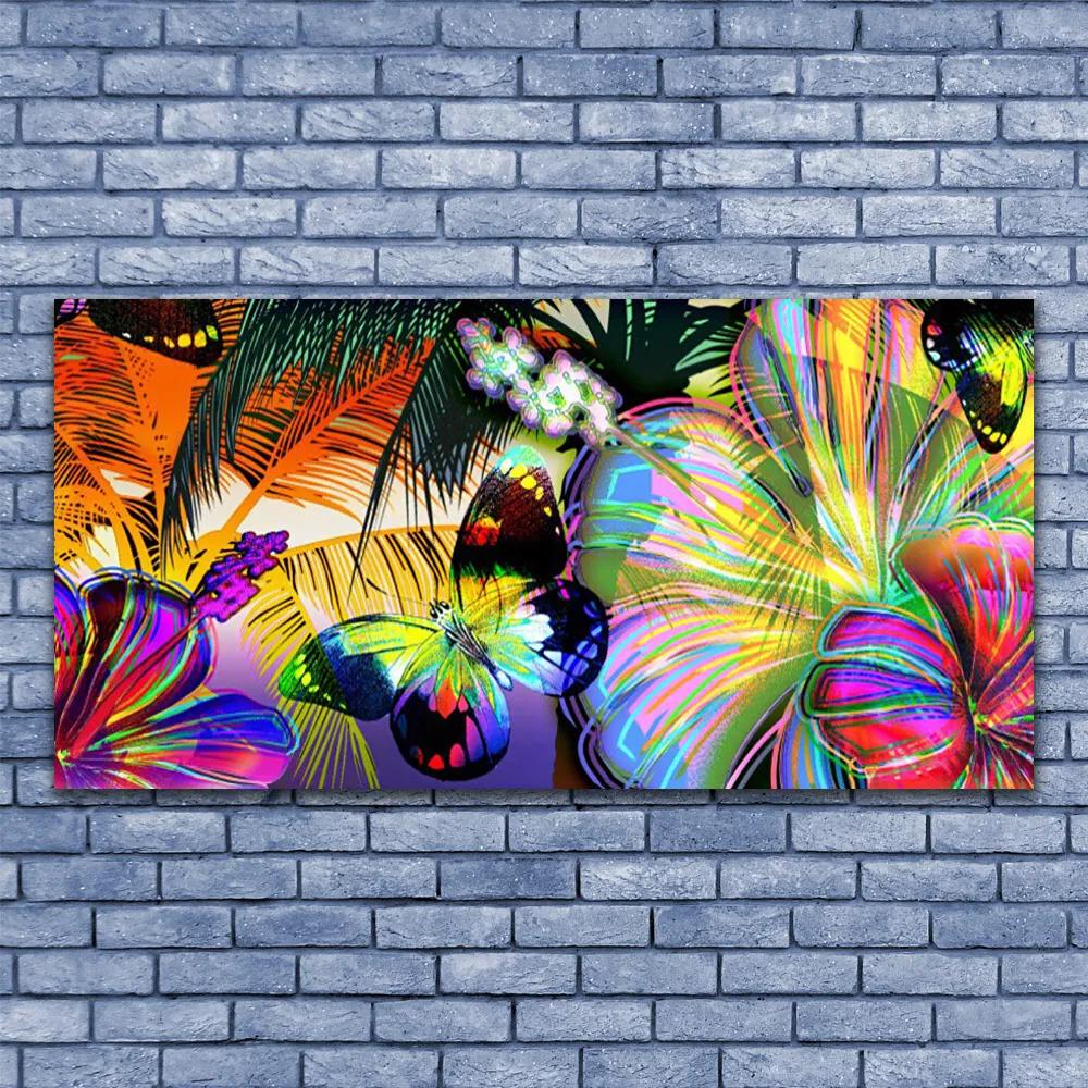 Plexisklo-obraz Abstrakce Motýli Pírka 120x60 cm