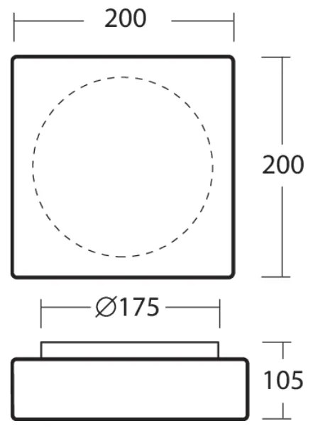 Osmont Lina 1, stropní/nástěnné svítidlo, 1x60W E27, opálové sklo, 20x20cm