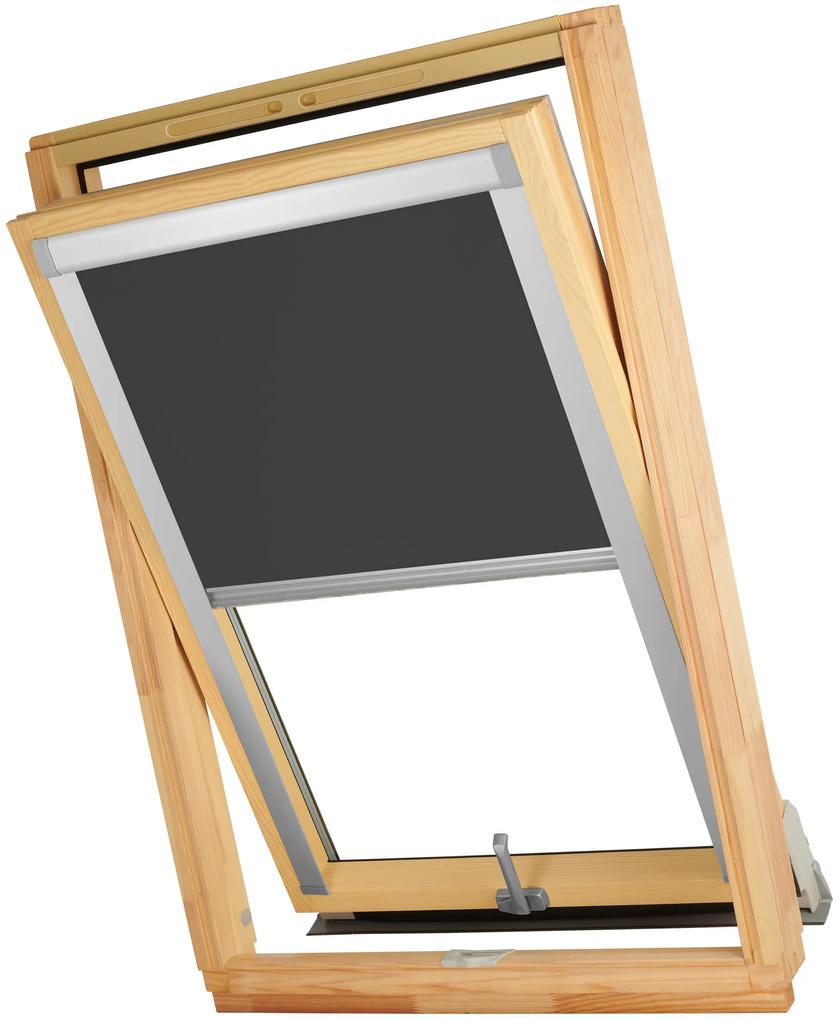 Dekodum Termoizolační roleta na střešní okno typu FAKRO 78x160 Barva látky: Black Silver, Barva profilu: Bílá