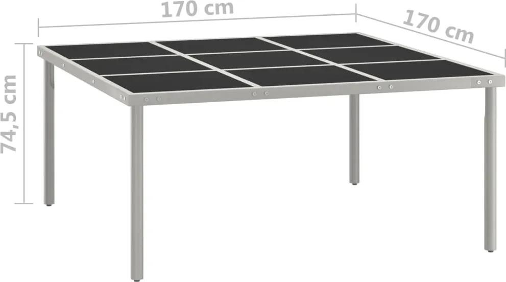 vidaXL Zahradní stůl 170 x 170 x 74,5 cm ocel a sklo [313084] Barva: Černá a šedá