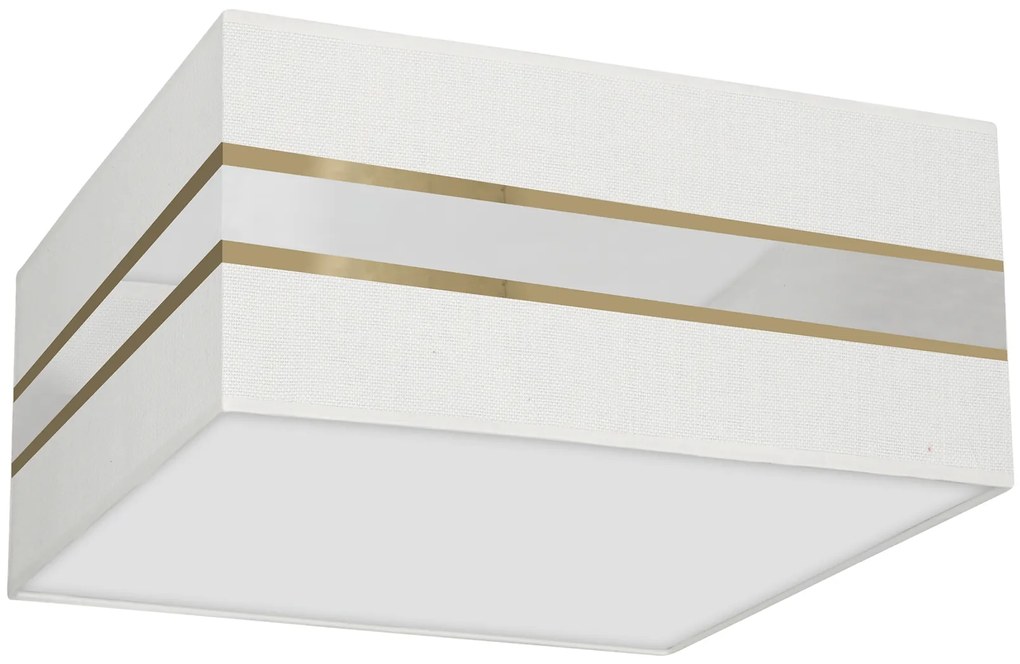 Stropní svítidlo Ultimo Square, 1x bílé/zlaté textilní stínítko, (bílé plexisklo), (40 cm)