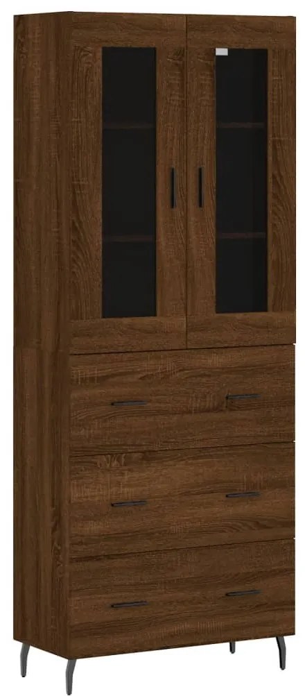 Skříň highboard hnědý dub 69,5 x 34 x 180 cm kompozitní dřevo,  3198424