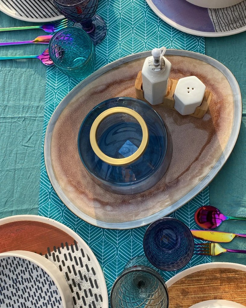 VILLA D’ESTE HOME TIVOLI Designový oválný talíř Bahamy, hnědá, Ø 40,5 cm