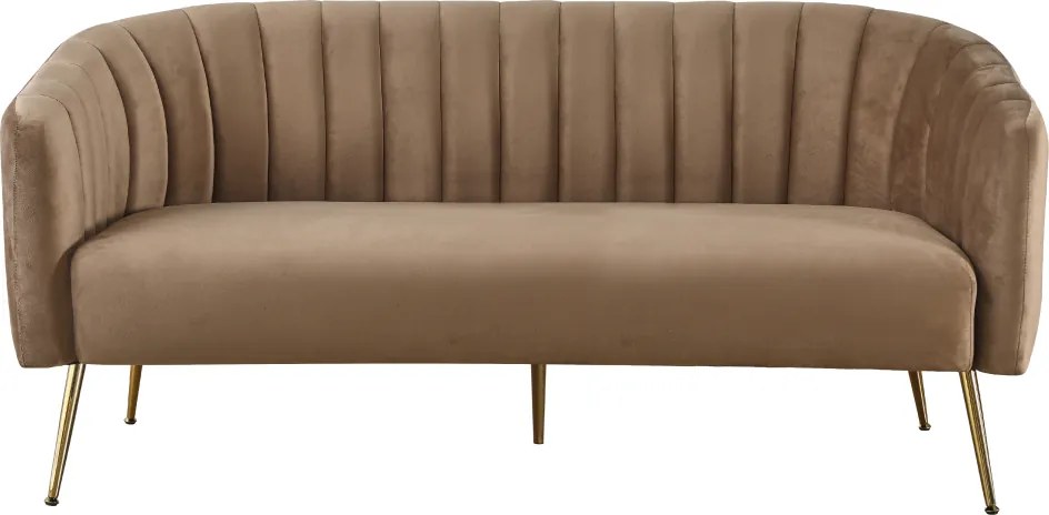 Designový 3-sed, hnědá Velvet látka/gold chrom-zlatý, BAGY