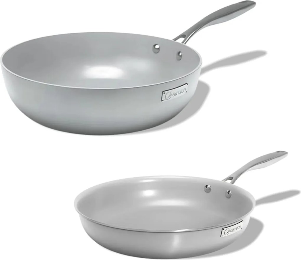 Elmich Sada nerezových pánví s keramickým povrchem Tria Ceramic, Wok a standardní pánev