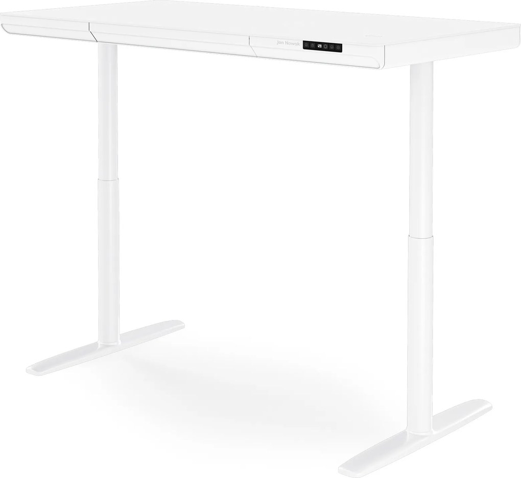 Elektrický psací stůl sit-stand se zásuvkou a bezdrátovou nabíječkou Qi bílý, 1400 mm: ELLIS