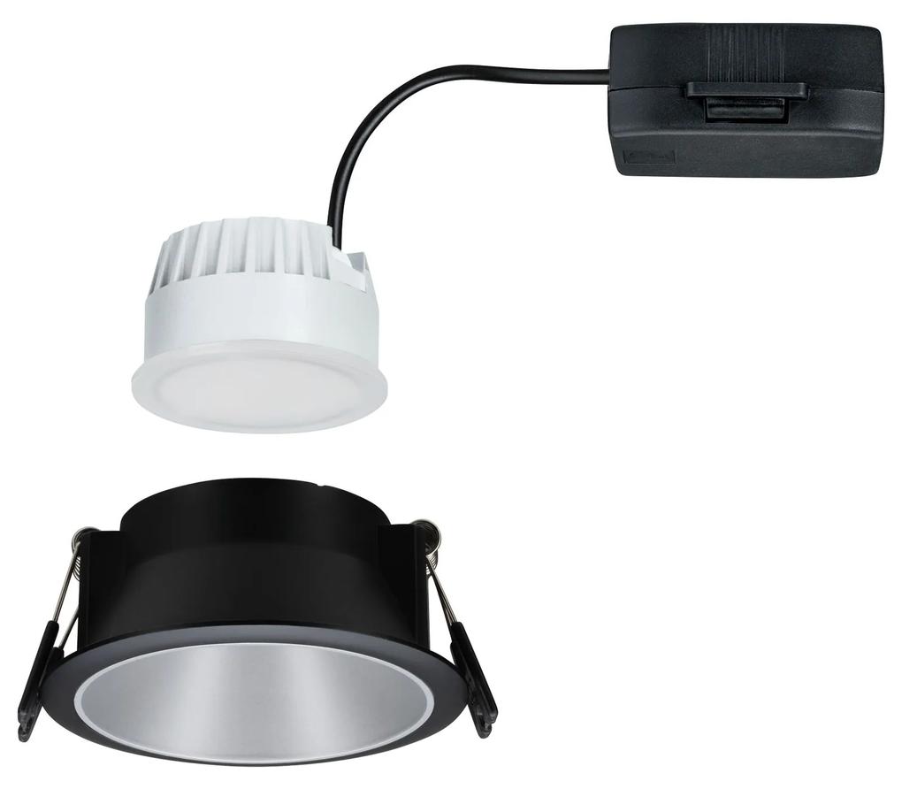 Paulmann 93407 LED Cole, bodovka v černo-stříbrné úpravě, 1x6,5W LED 2700K tříkrokové stmívání, prům. 8,8cm, IP44