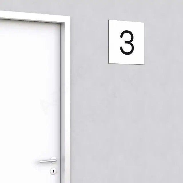 ACCEPT Označení podlaží - číslo "3" - stříbrná tabulka - černý popis