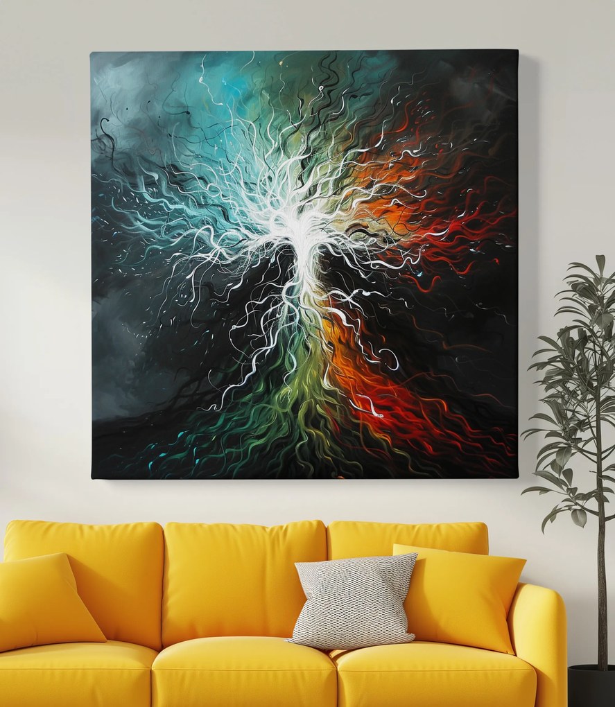 Obraz na plátně - Strom života Bílý průsvit FeelHappy.cz Velikost obrazu: 100 x 100 cm