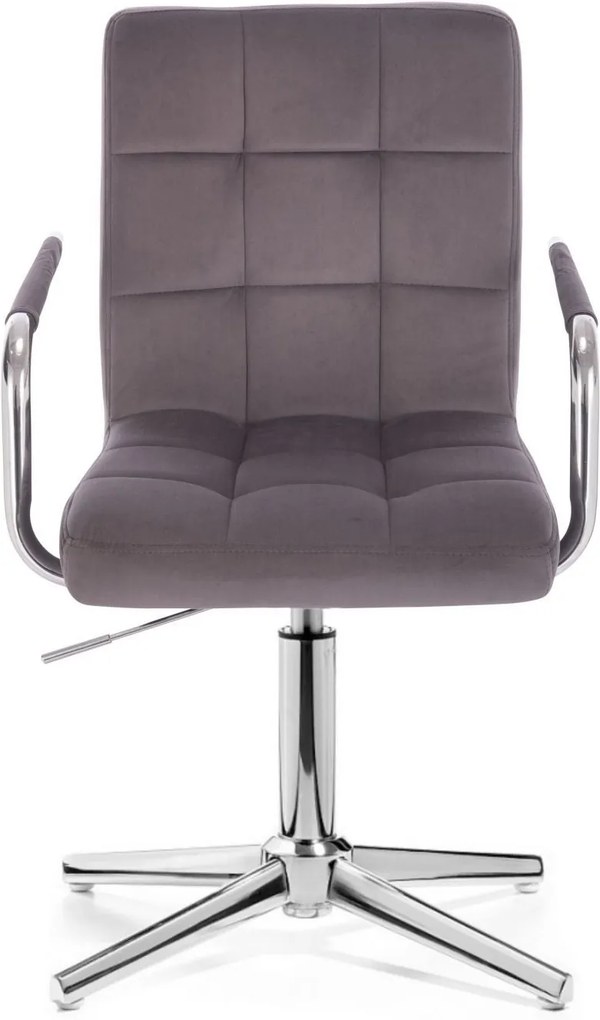 LuxuryForm DESIGN Otočná židle VERONA VELUR na stříbrném kříži - tmavě šedá