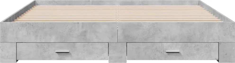 Rám postele se zásuvkami betonově šedý 200 x 200 cm kompozit 3280359
