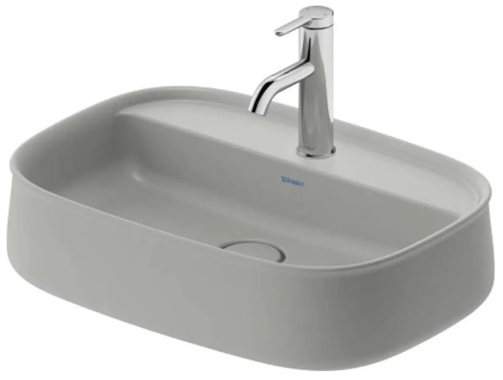 Duravit Zencha - Umyvadlo na desku 55x39 cm, bez přepadu, otvor pro baterii, DuraCeram, WonderGliss, matná šedá 23745567711