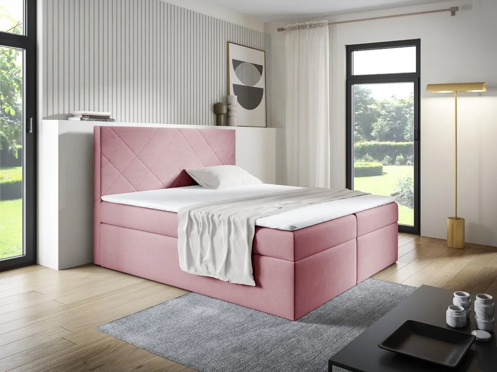 Eka Kontinentální čalouněná postel SARAH - Trinity (200x200 cm) Barva látky Trinity: Žlutá (Trinity 2318)