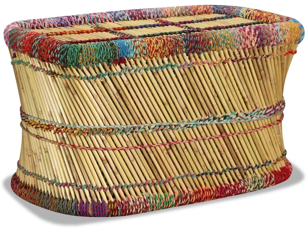 Konferenční stolek Pleiku - bambus s látkou chindi - vícebarevný