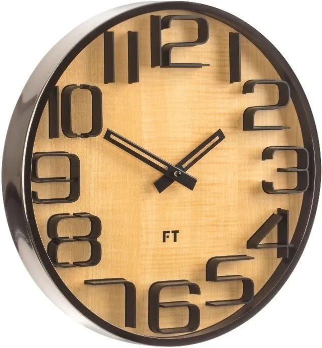 Designové nástěnné hodiny Future Time FT7010TT Numbers oak titanium 30cm