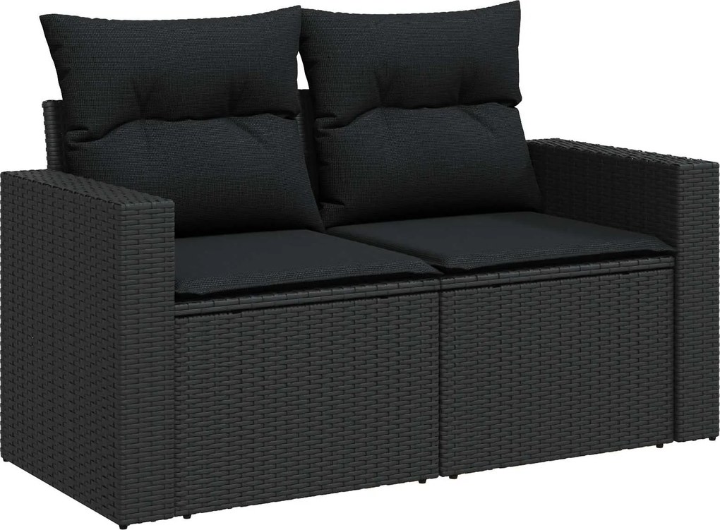 Sada zahradních pohovek s polštářem 13 pcs Černá polyratan 3363549