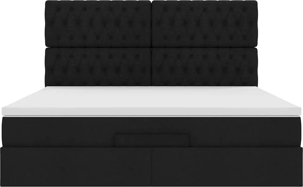 Osmanský rám postele s matrací černá 160x200cm textil 3313253