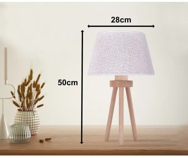 Duolla - Stolní lampa BOUCLE 1xE27/15W/230V pr. 28 cm bílá/dřevo