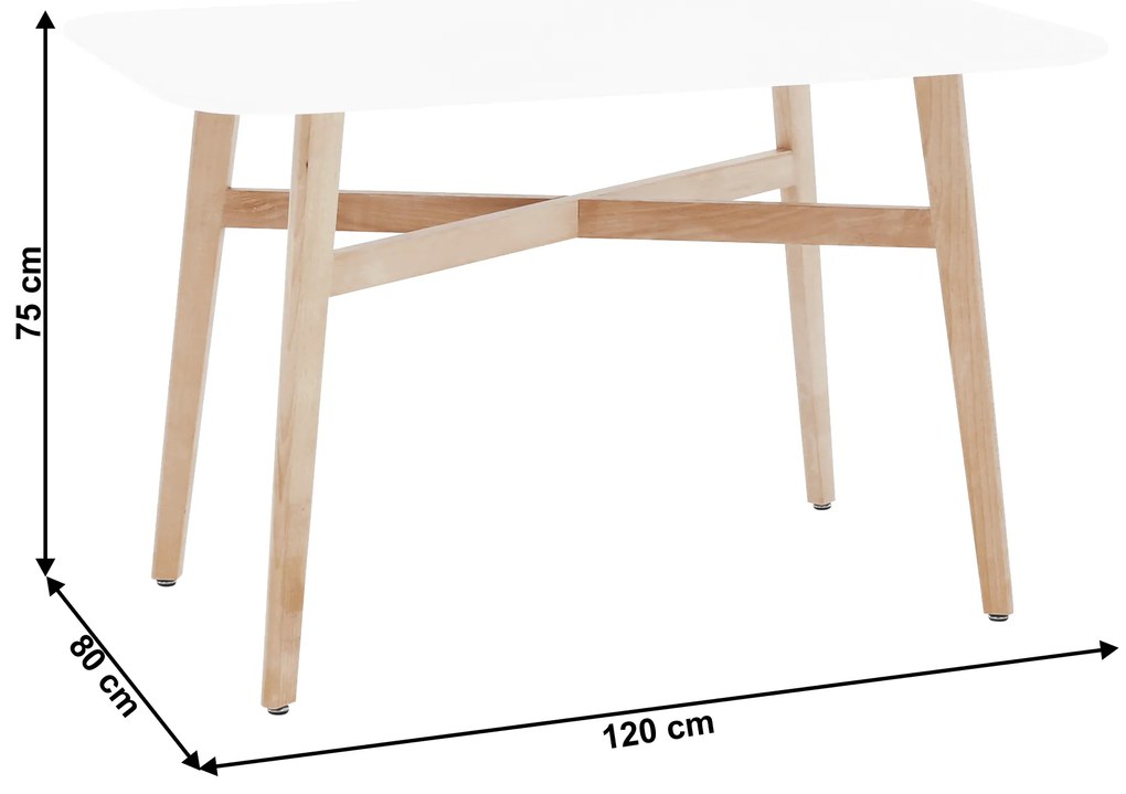 Kondela Jídelní stůl, bílá/přírodní, 120x80 cm, CYRUS 2 NEW