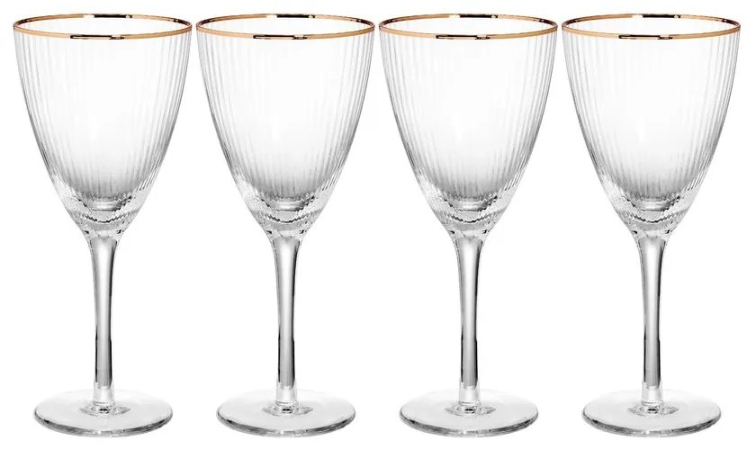 GOLDEN TWENTIES Sada sklenic na víno se zlatým okrajem 280 ml 4 ks