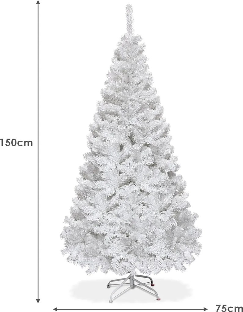 Costway Christmas Tree Umělý vánoční stromek s kovovým stojanem 150-240 – bílý