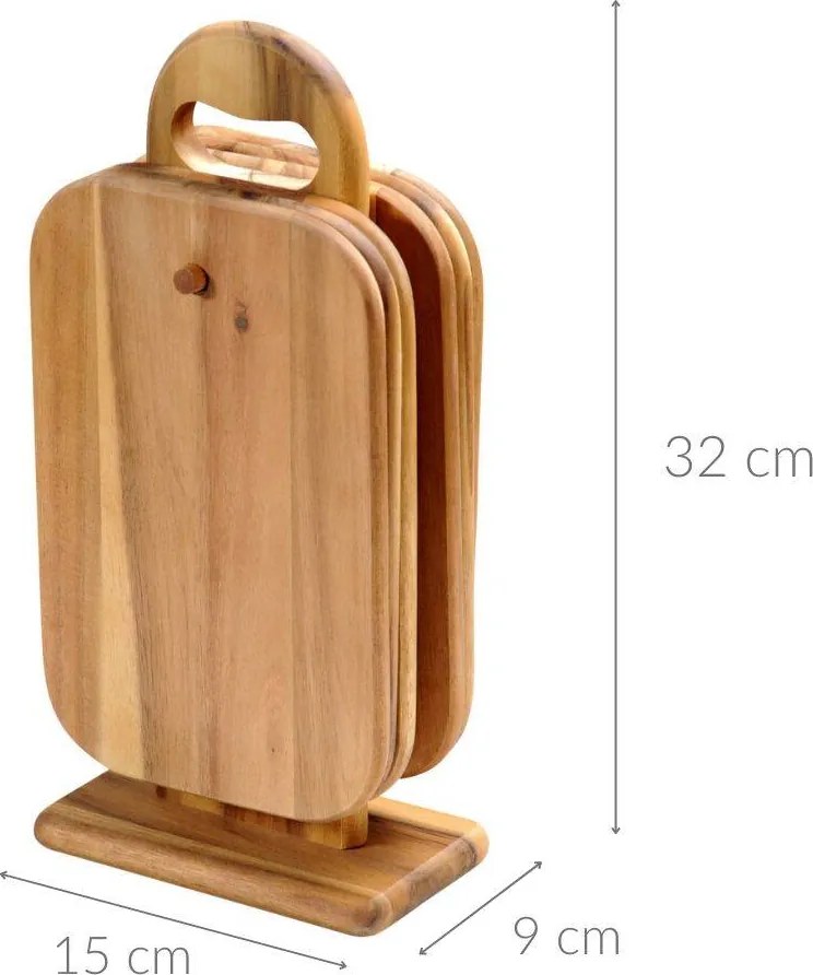 Akátové krájecí prkénka se stojanem, 6 ks, Kesper