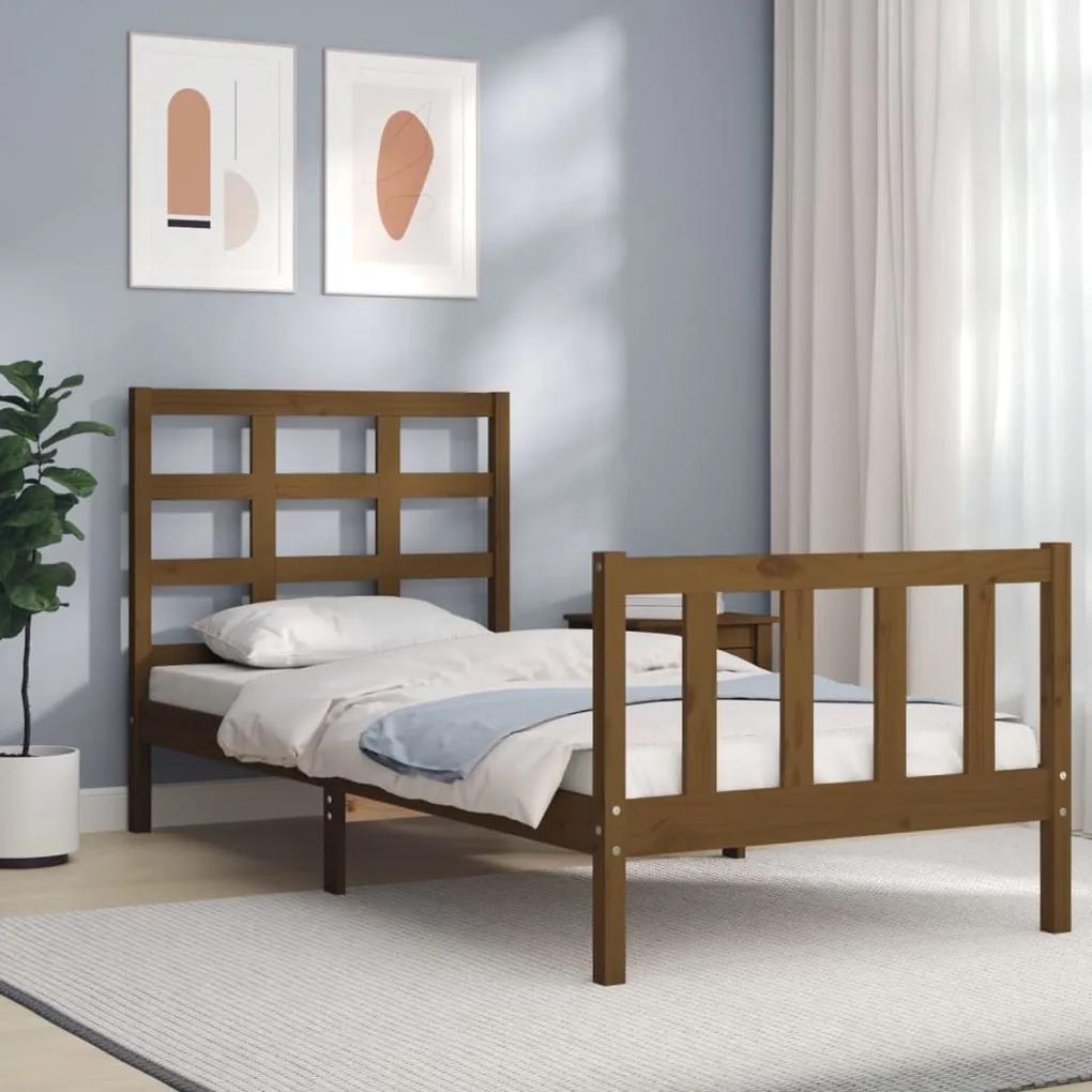 vidaXL Rám postele s čelem 90 x 190 cm masivní dřevo [3192068] Barva: Bílá