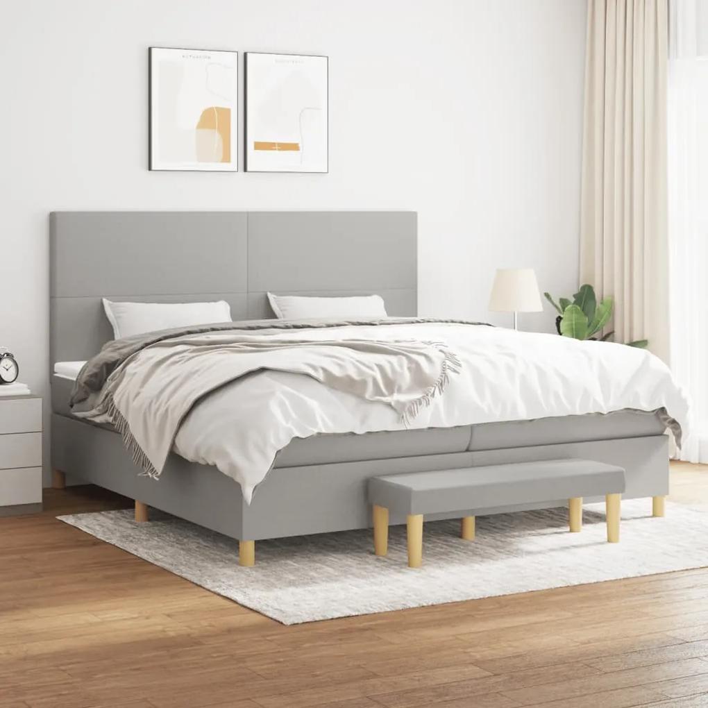 Box spring postel s matrací světle šedá 200 x 200 cm textil,  3137021