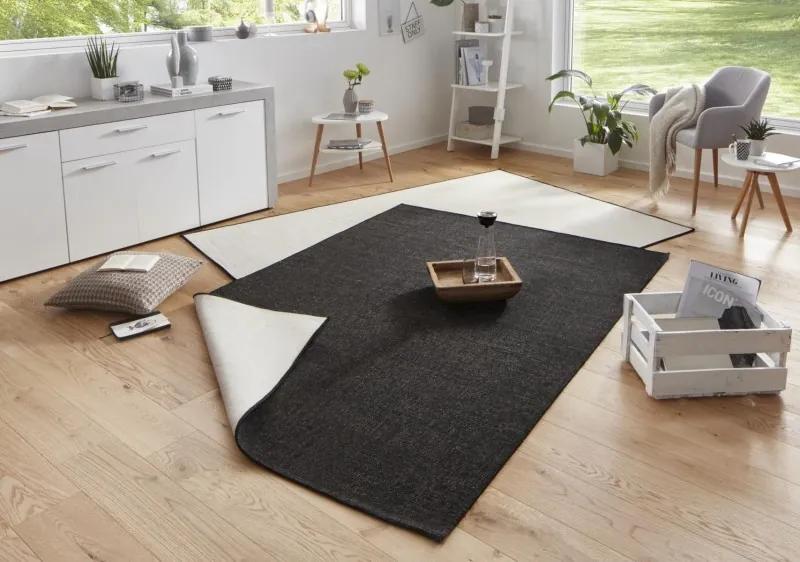 Bougari - Hanse Home koberce Kusový koberec Twin-Wendeteppiche 103096 schwarz creme Velikost: 80x150