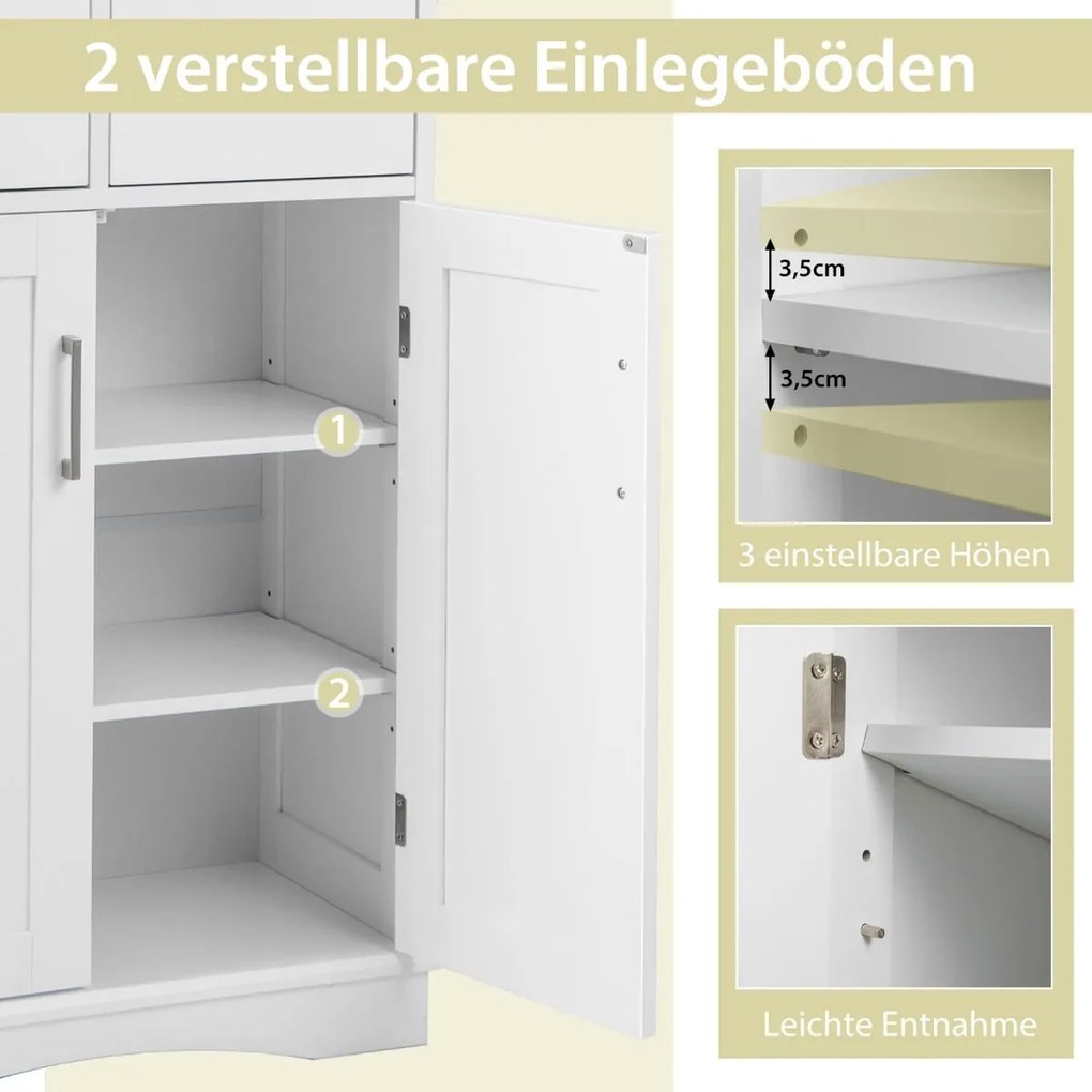 Costway Volně stojící koupelnová skříňka s 2 dvířky – 60 × 30 × 108 cm