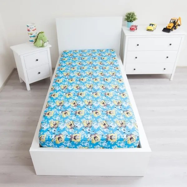 Jerry Fabrics Prostěradlo Sponge Bob Blue 90x200x25 cm