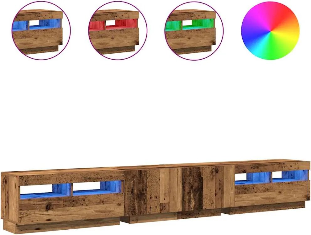 TV stolek s LED old wood 260x35x40 cm kompozitní dřevo 3329167