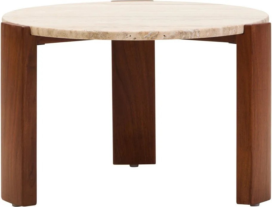 Hnědý/ve světle přírodní barvě kulatý konferenční stolek s mramorovou deskou ø 60 cm Palermo – Premier Housewares