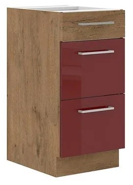 Spodní kuchyňská skříňka se zásuvkami Woodline 40 D 3S BB, Barva: dąb lancelot / dark wood